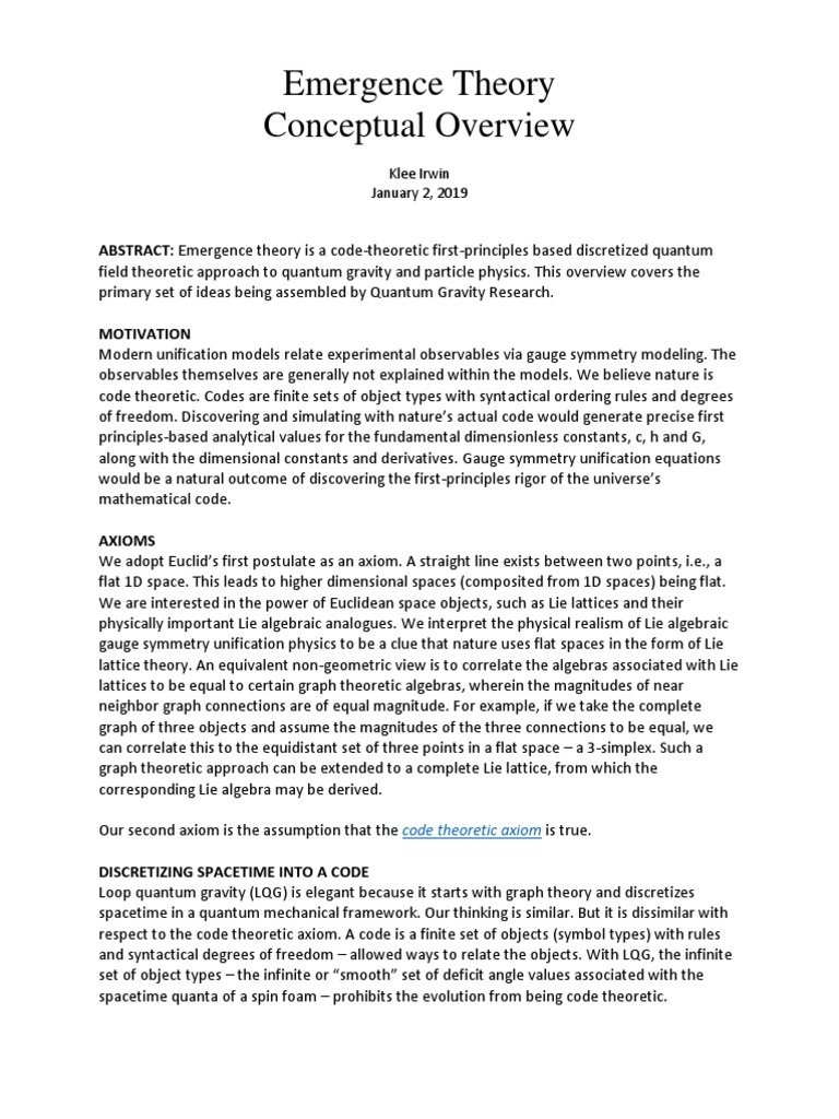 Emergence Theory Overview | PDF | Quantum Field Theory | Gauge Theory