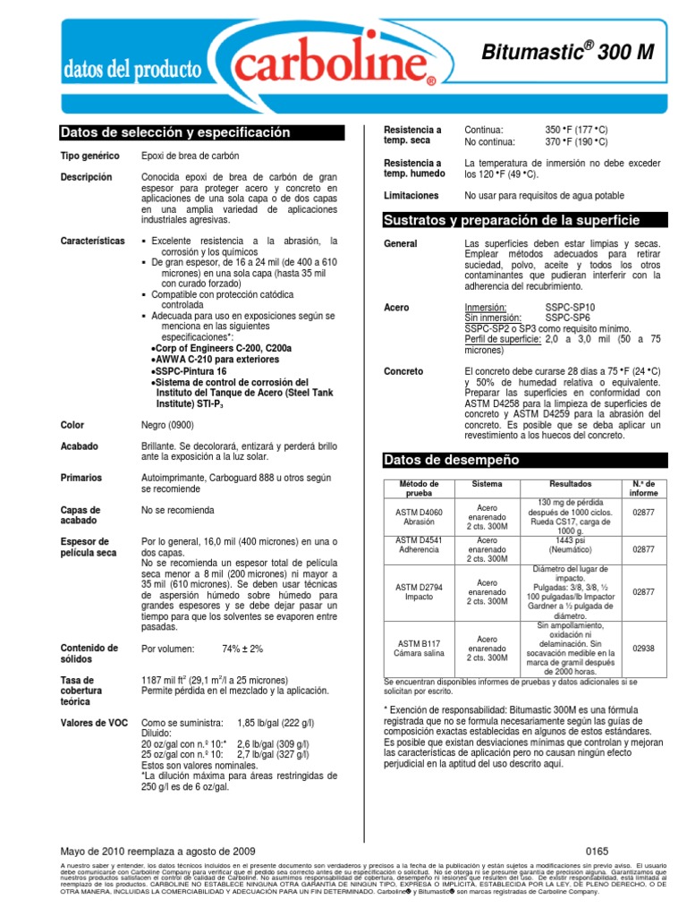 Bitumastic 300 M PDS 5-10 ES-LA | PDF | Cepillo | Hormigón