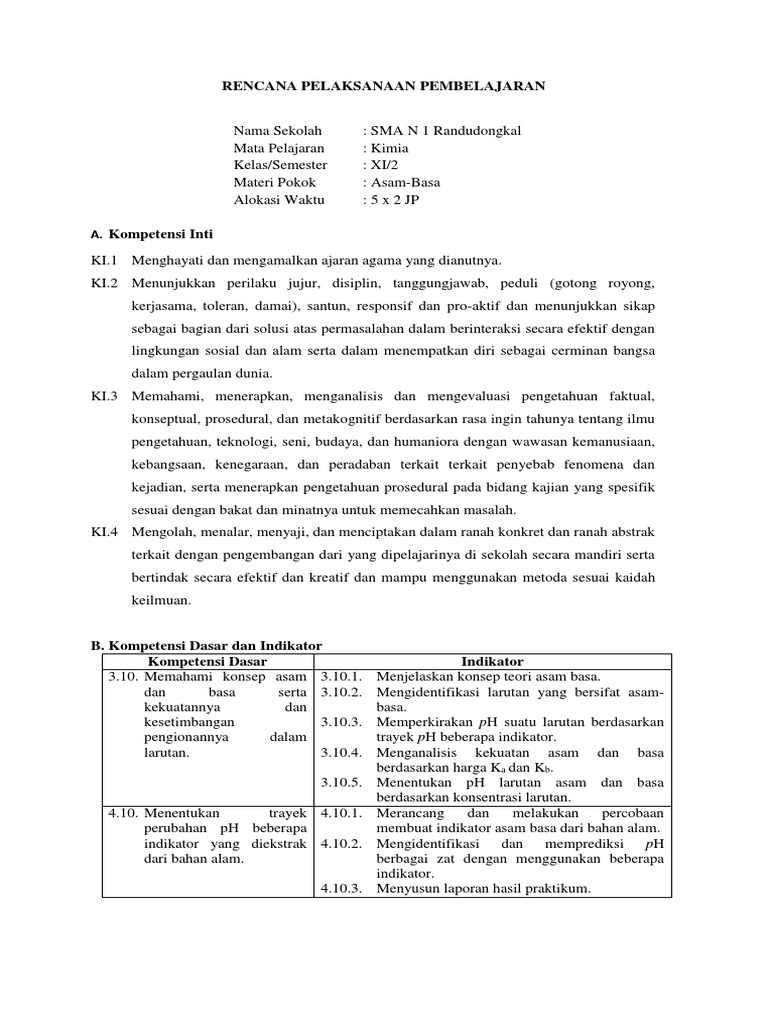 RPP Asam Basa | PDF | Karier & Perkembangan