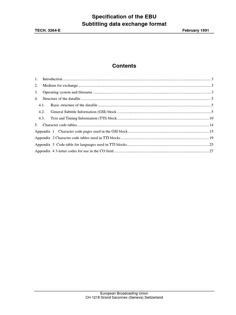 Ebu STL | PDF | Character Encoding | Disk Storage