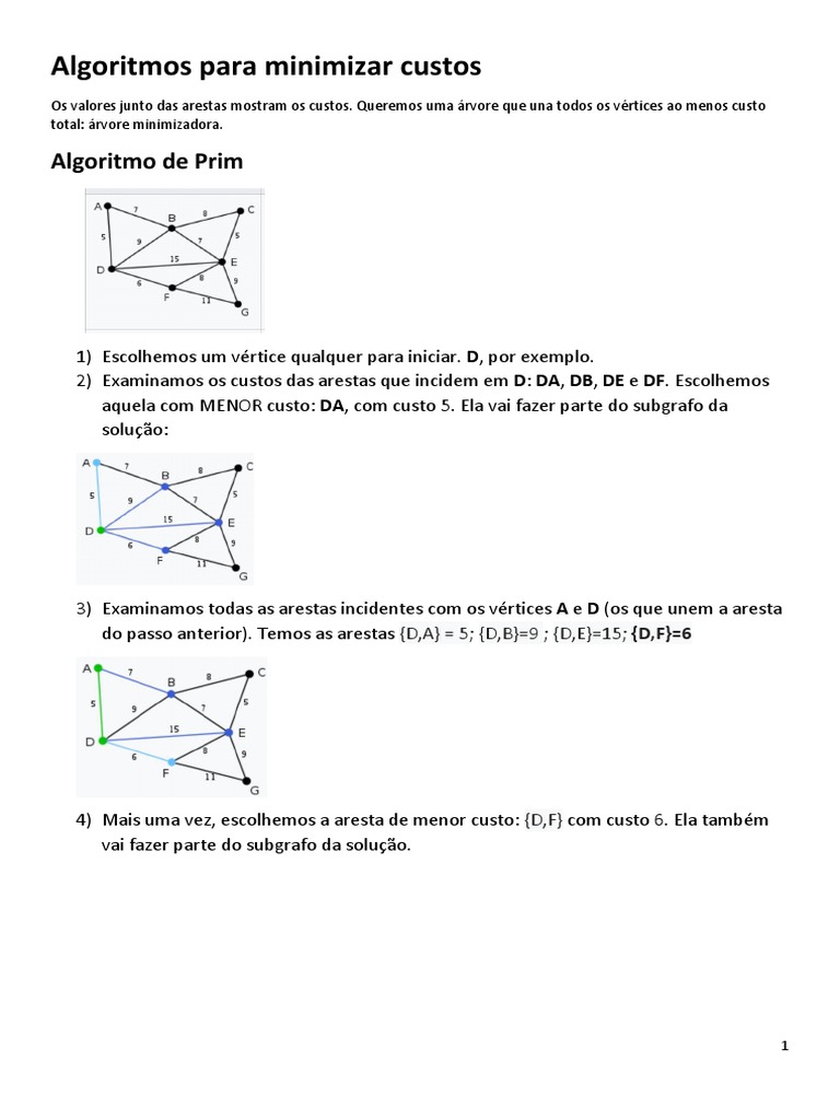 Algoritmo Prim | PDF | Teoria dos Gráficos | Conceitos matemáticos