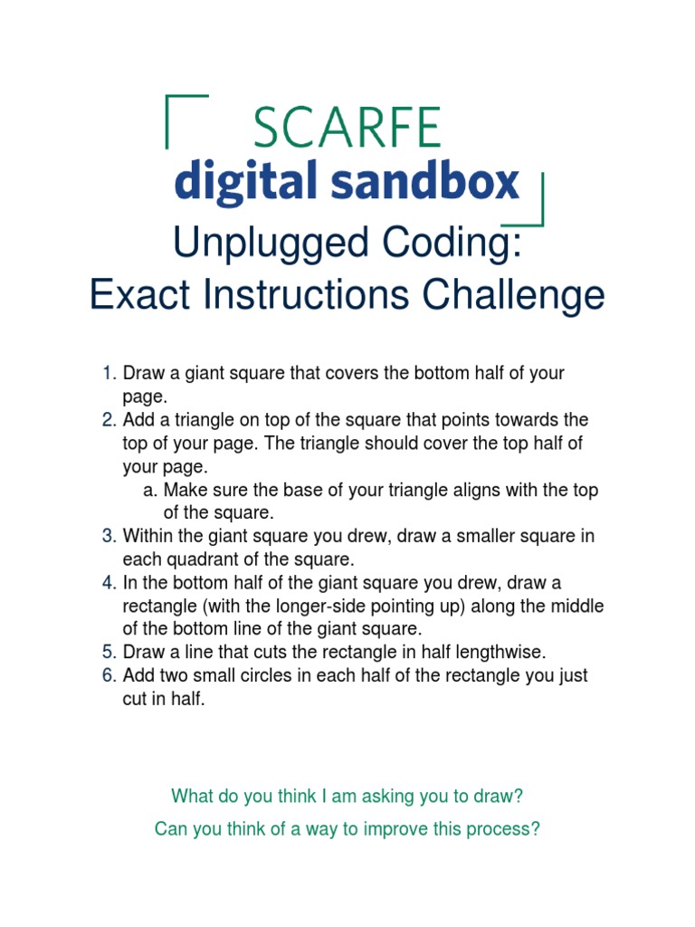 Unplugged Coding: Exact Instructions Challenge | PDF