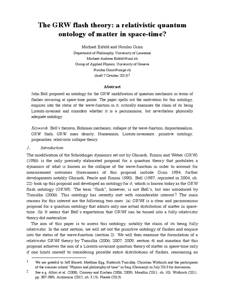 The GRW Flash Theory: A Relativistic Quantum Ontology of Matter in ...