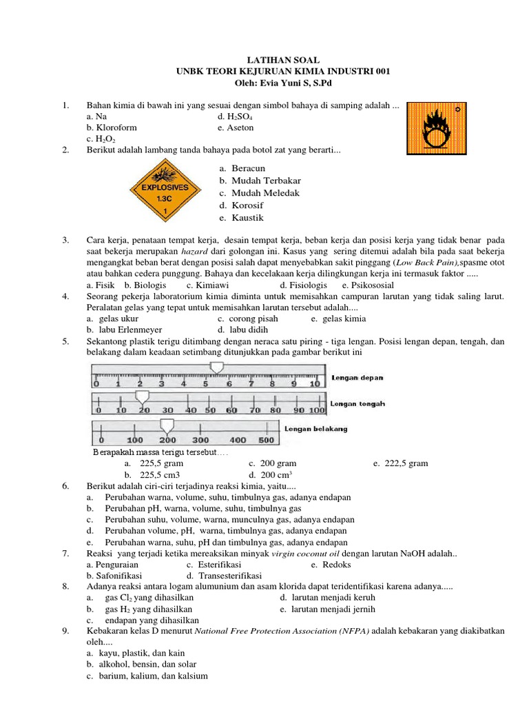 LATIHAN SOAL UNBK Kimia Industri | PDF | Sains & Matematika LATIHAN SOAL UNBK Kimia Industri | PDF | Sains & Matematika