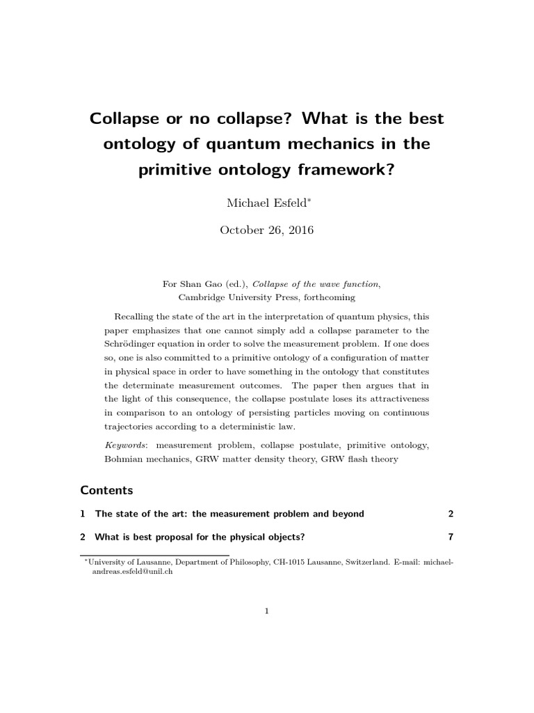 Collapse or no collapse? What is the best ontology of quantum mechanics in the primitive ...
