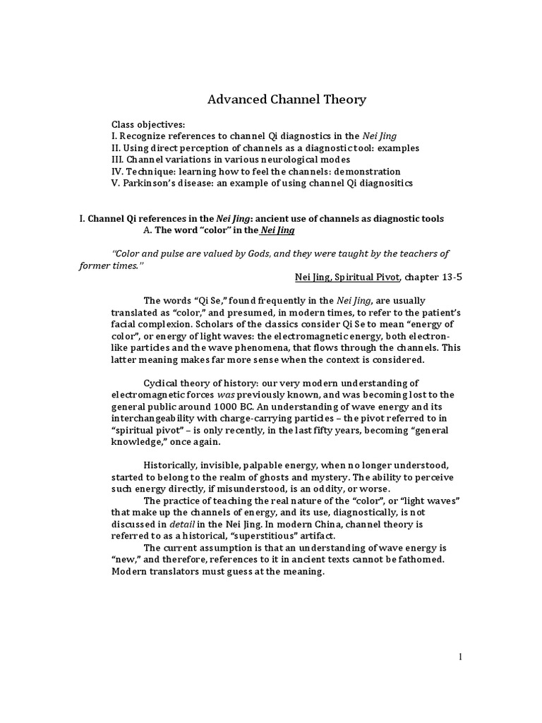 Advanced Channel Theory | PDF | Acupuncture | Qi