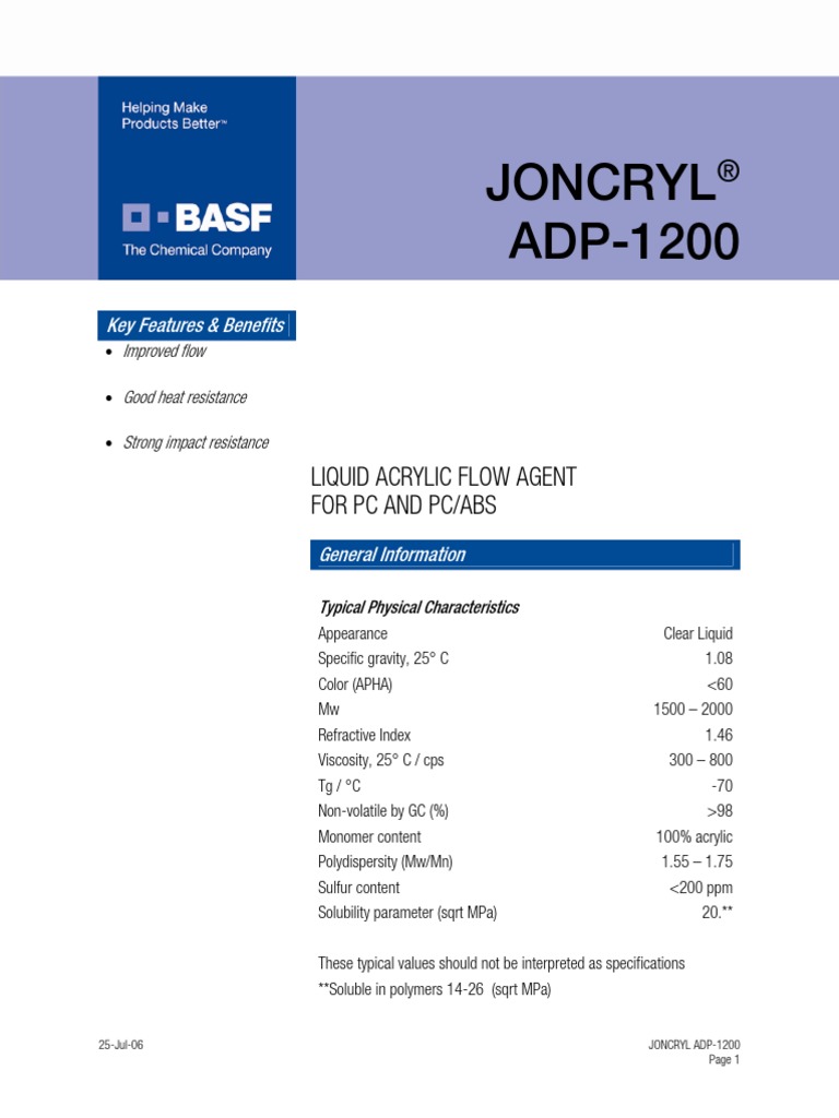 1200 TDS | PDF | Poly(Methyl Methacrylate) | Polymers