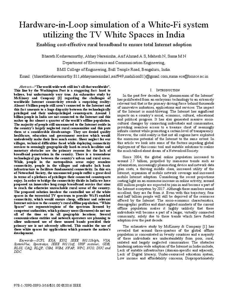 Hardware-in-Loop Simulation of A White-Fi System Utilizing The TV White ...