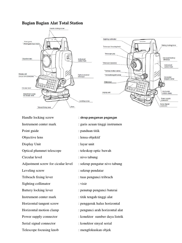Bagian dan Fungsi Total Station | PDF | Technology & Engineering