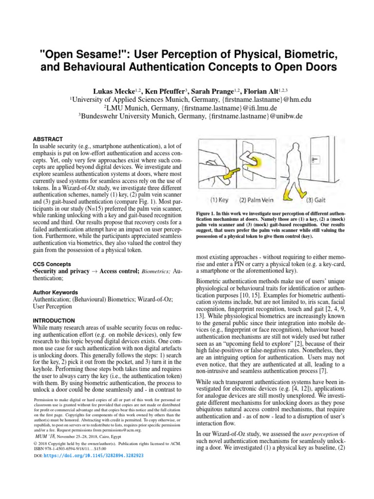 Open Sesame | PDF | Authentication | Biometrics