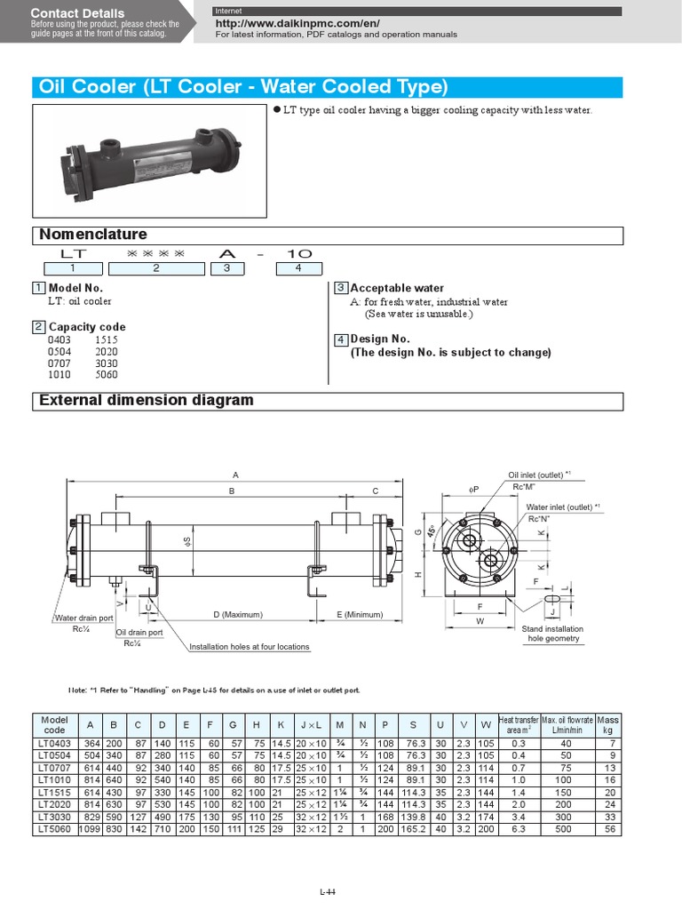Oil Cooler (LT Cooler - Water Cooled Type) : Nomenclature | PDF | Flow ...