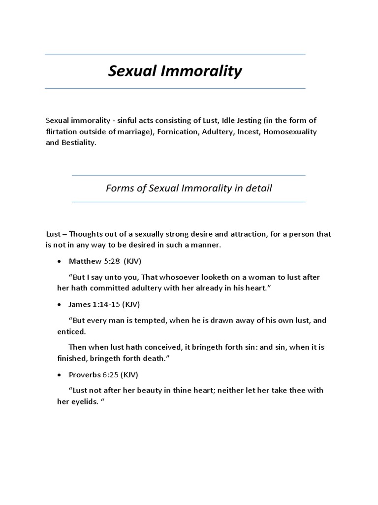 Forms of Sexual Immorality in Detail | PDF | Lust | Adultery
