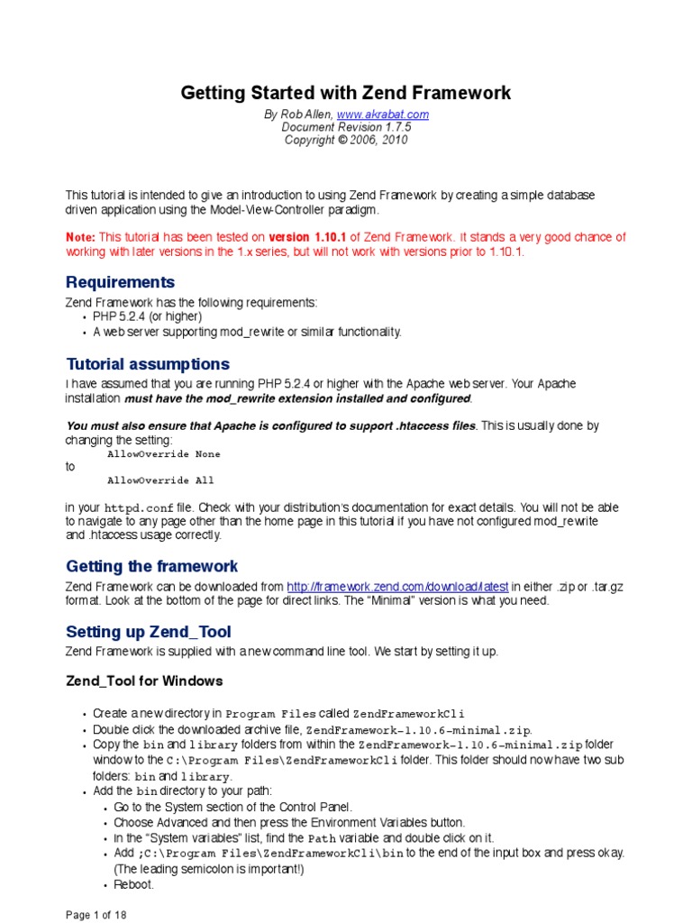 Getting Started With Zend Framework | PDF