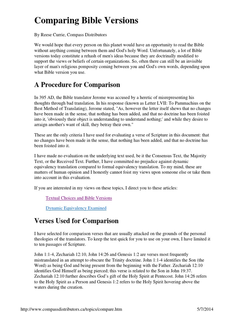 Comparing Bible Versions | PDF | John The Baptist | Christianity