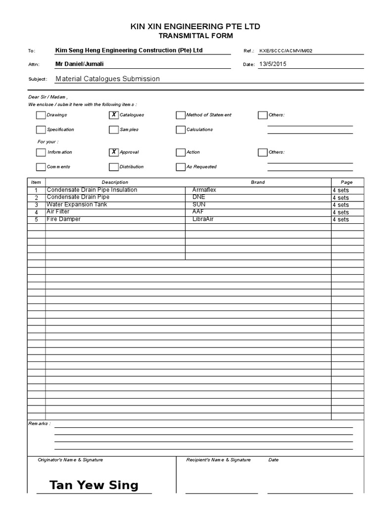 Transmital Form | Building Engineering | Building Materials
