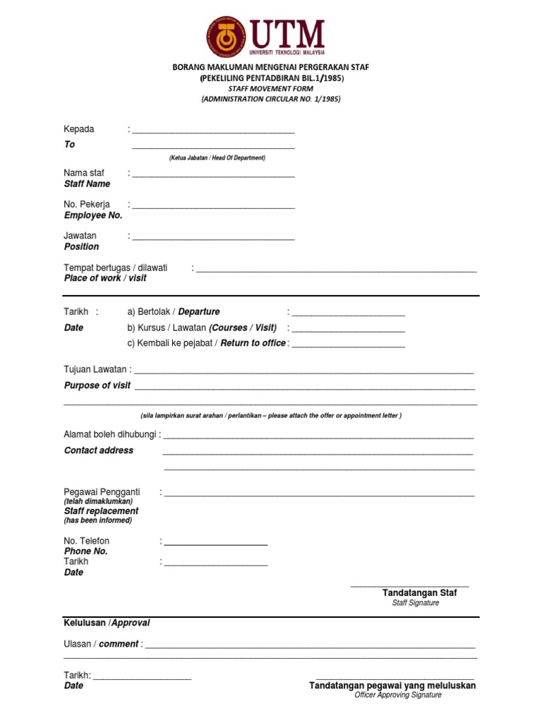 Borang Pergerakan Staf