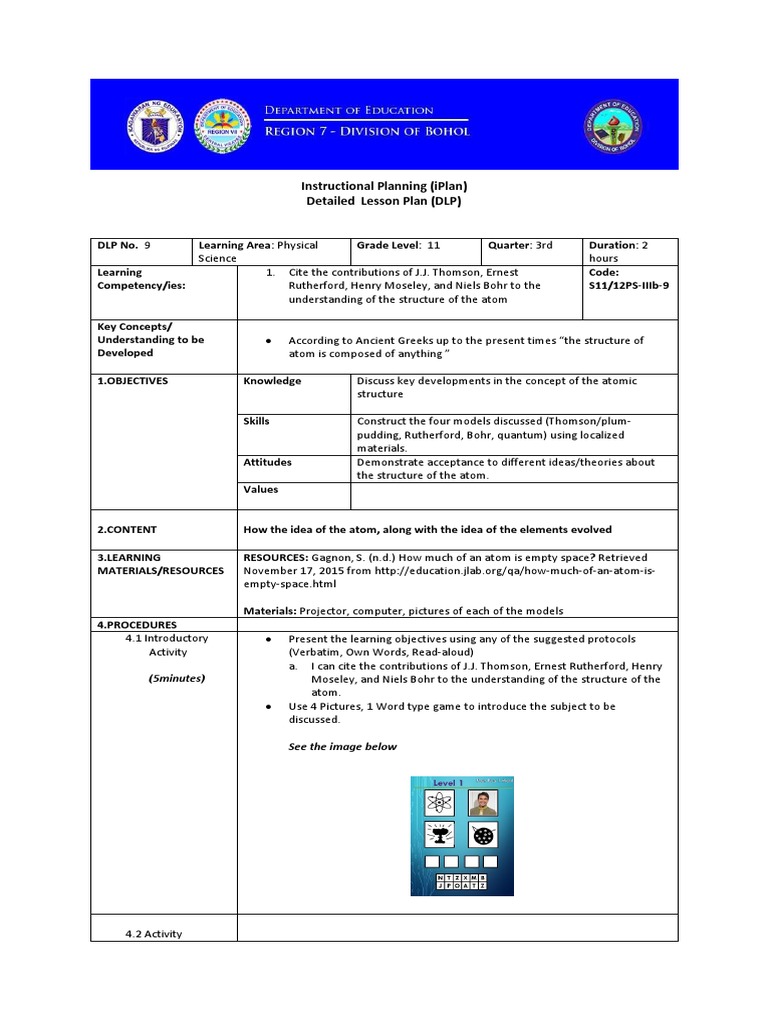 Instructional Planning (Iplan) Detailed Lesson Plan (DLP) : (5minutes ...