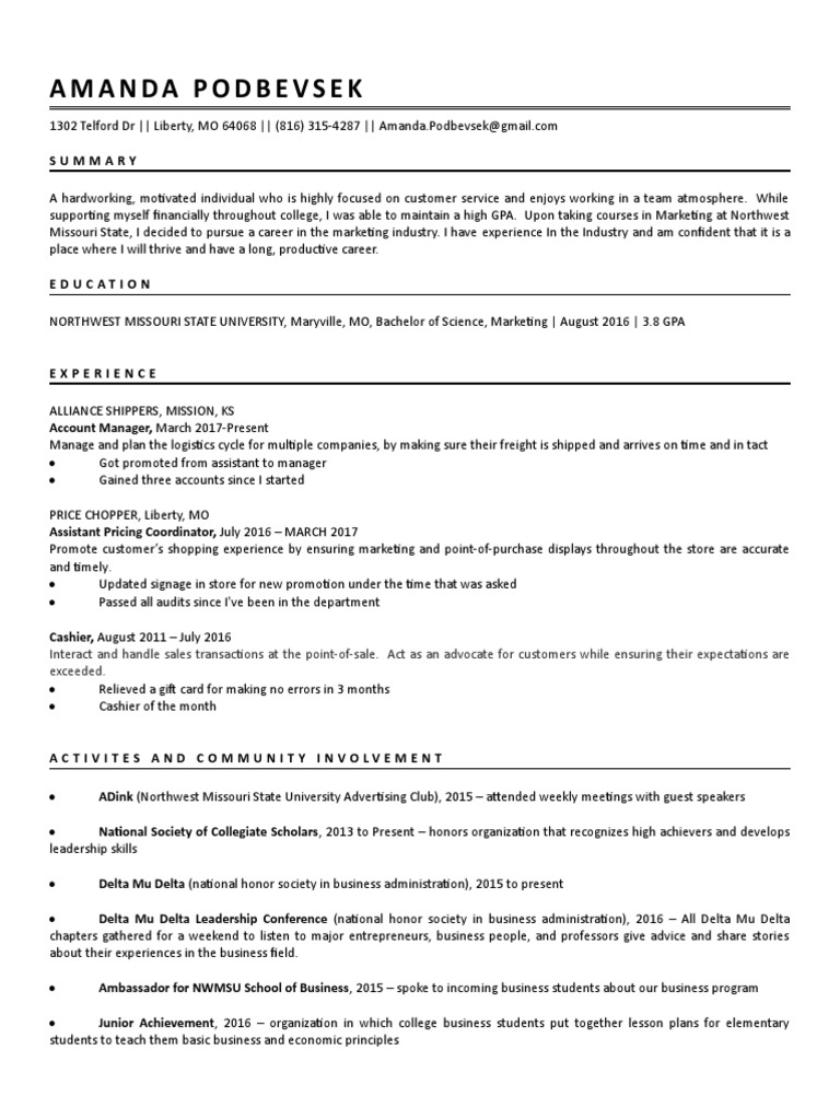 Amanda Resume | PDF | Point Of Sale | Marketing