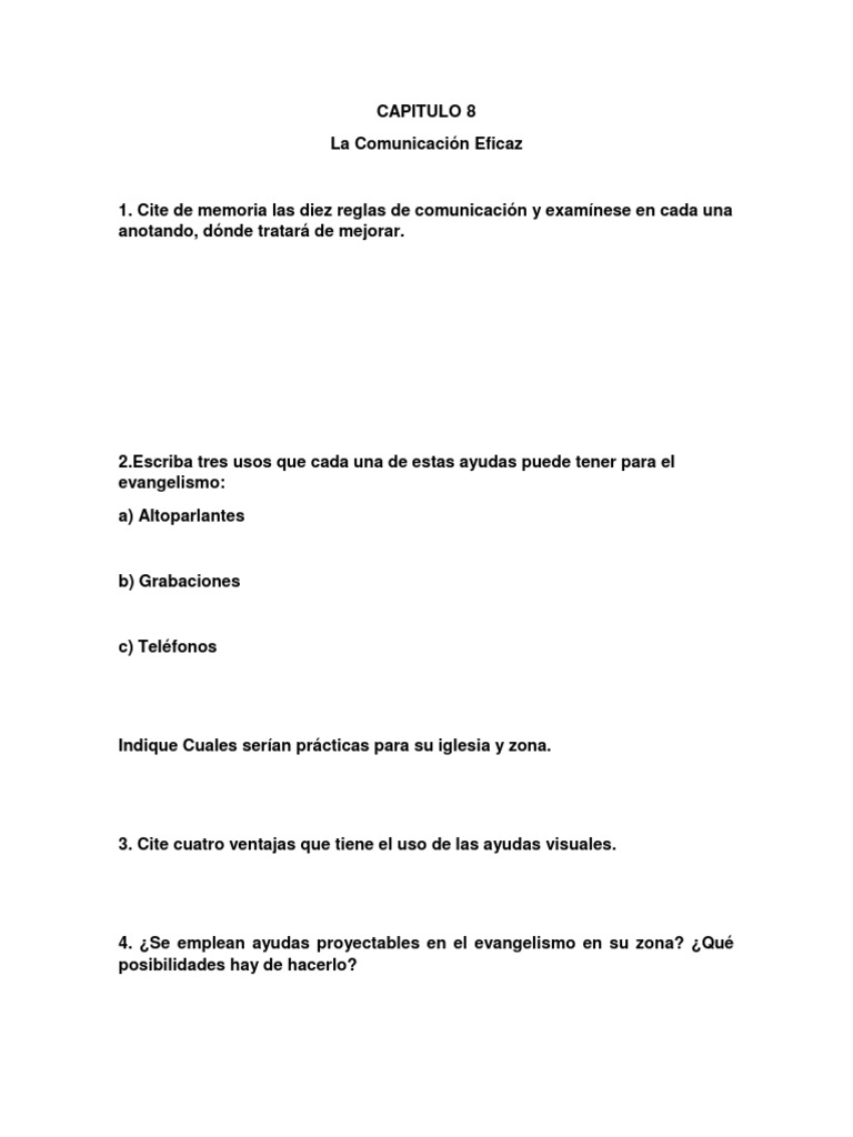 Cuestionario Capitulo 9 y 10 | PDF | Biblia | Religión y creencia