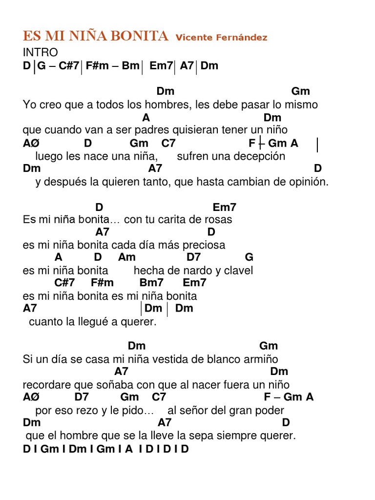 Mi niña Bonita Acordes