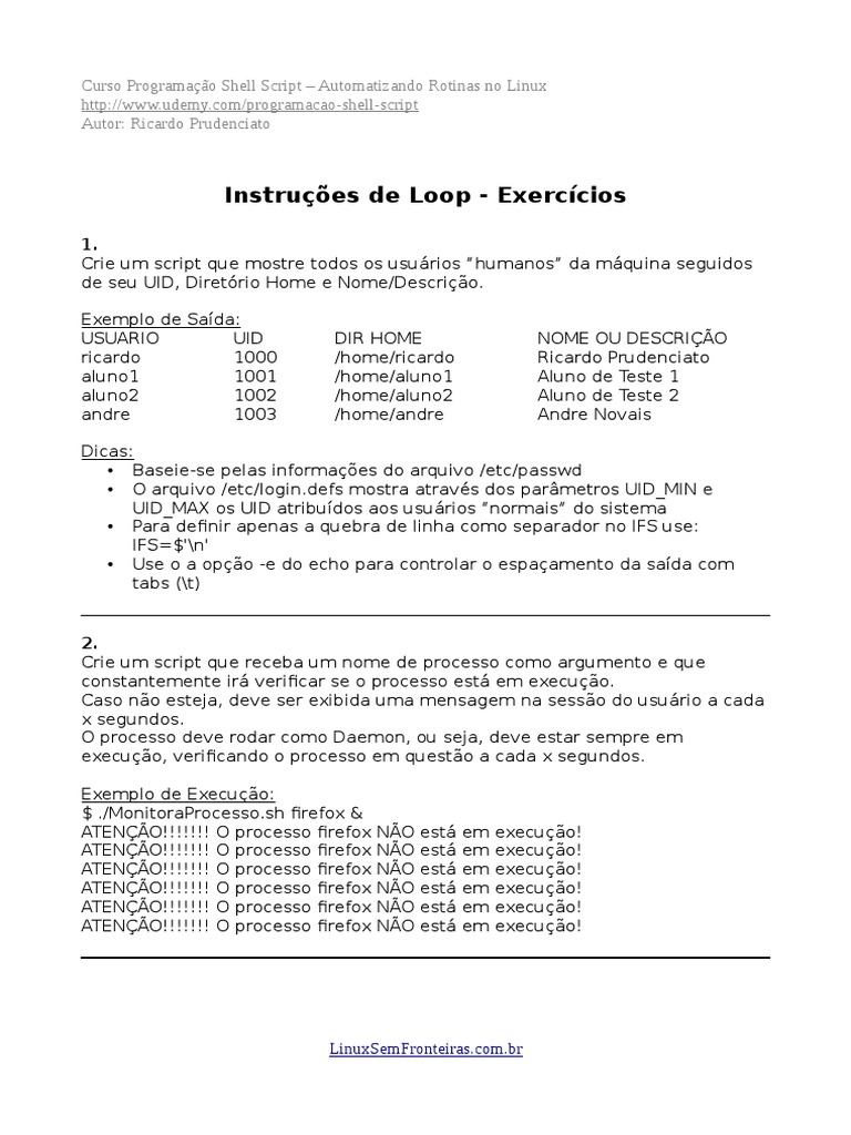Curso Programação Shell Script - Automatizando Rotinas No Linux | PDF ...