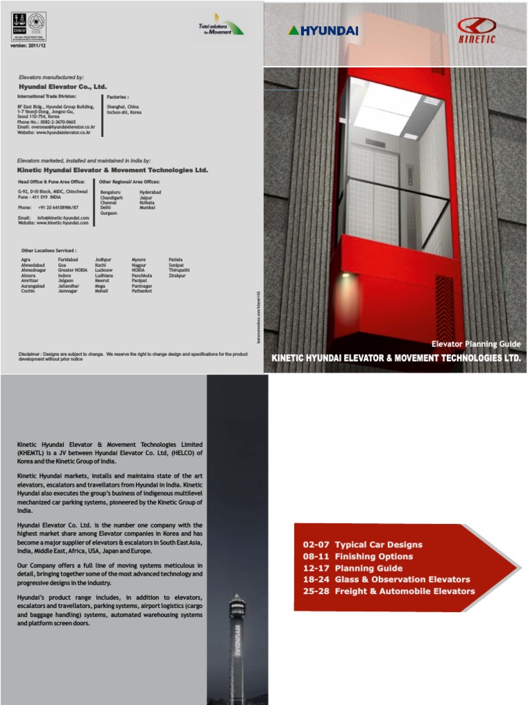 Hyundai Elevator Planning Guide | PDF | Elevator | Door