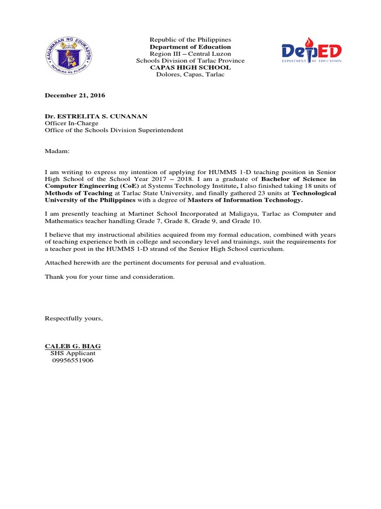 Sample Intent Letter | PDF