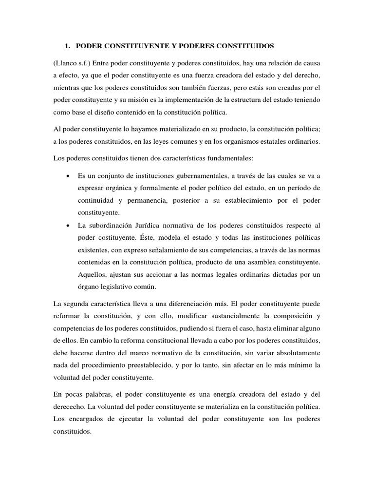 Poder Constituyente y Poderes Constituidos | PDF | Constitución | Poder ...