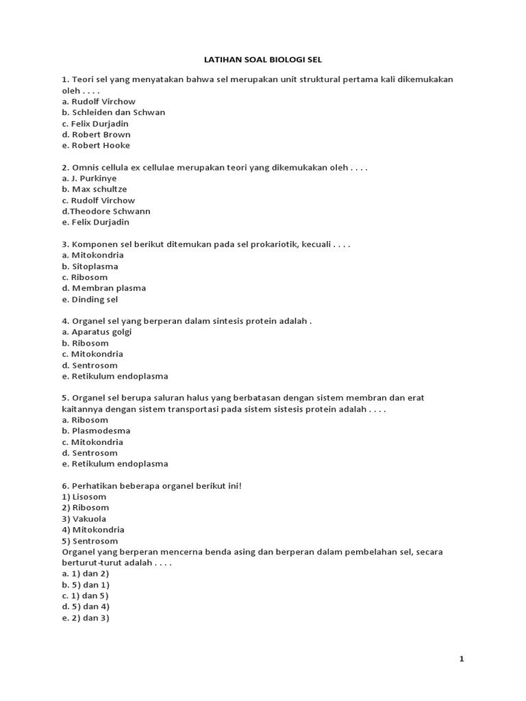 Latihan Soal Biologi Sel | PDF
