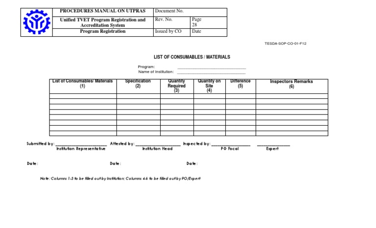Procedures Manual On Utpras Nified TVET Program Registration and ...