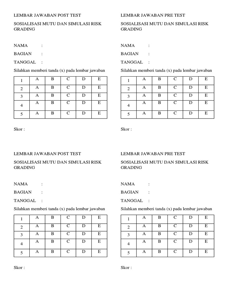 Lembar Jawaban Pretest dan Posttest | PDF