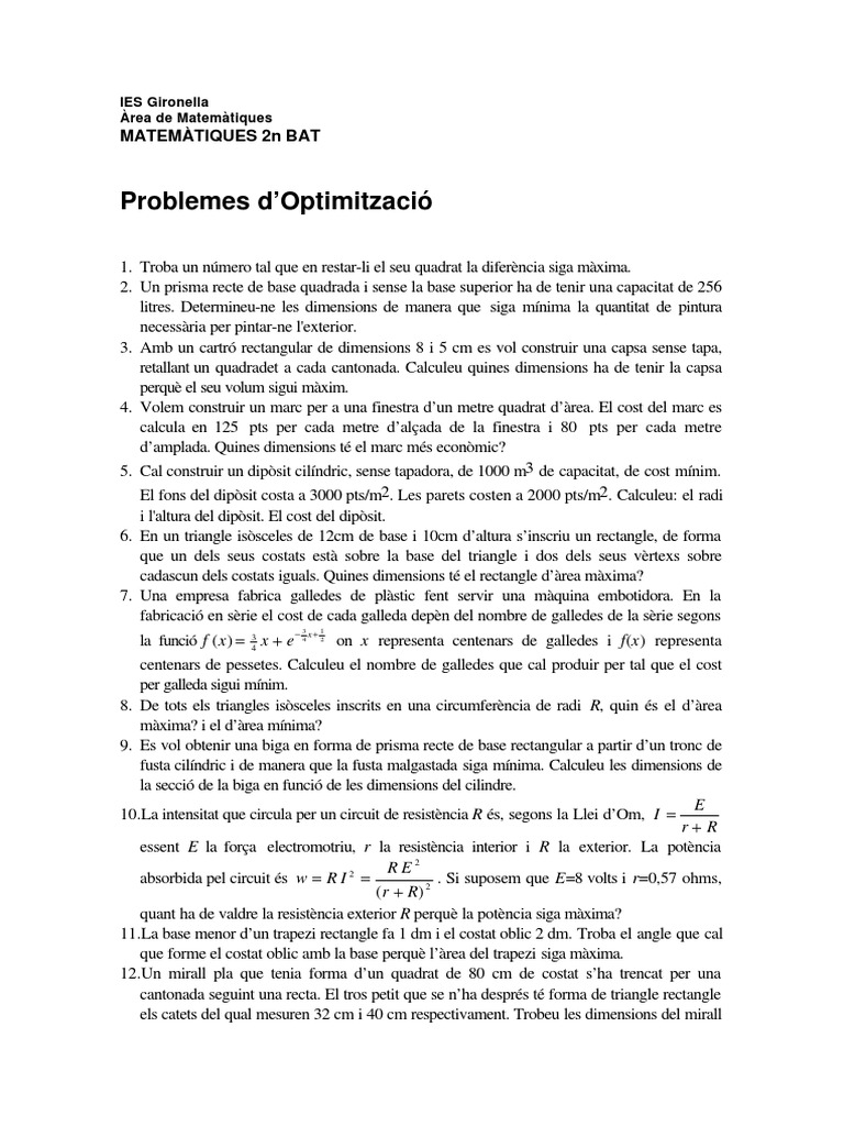 Optimitzacio | PDF