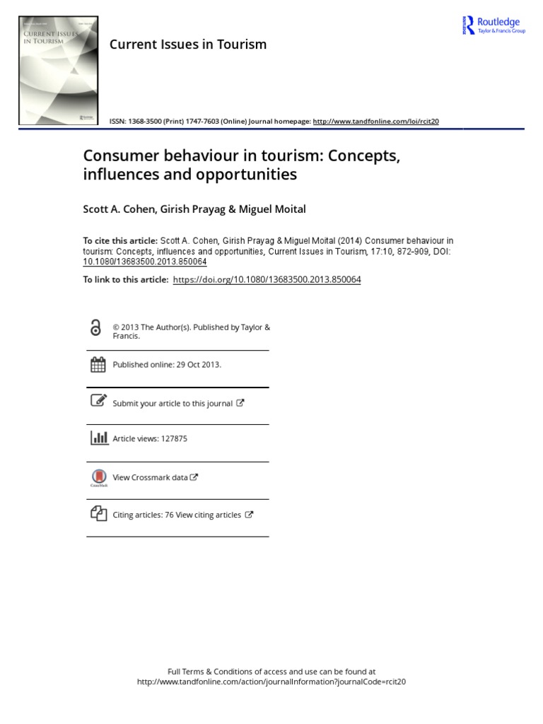 Consumer Behaviour in Tourism Concepts Influences and Opportunities ...
