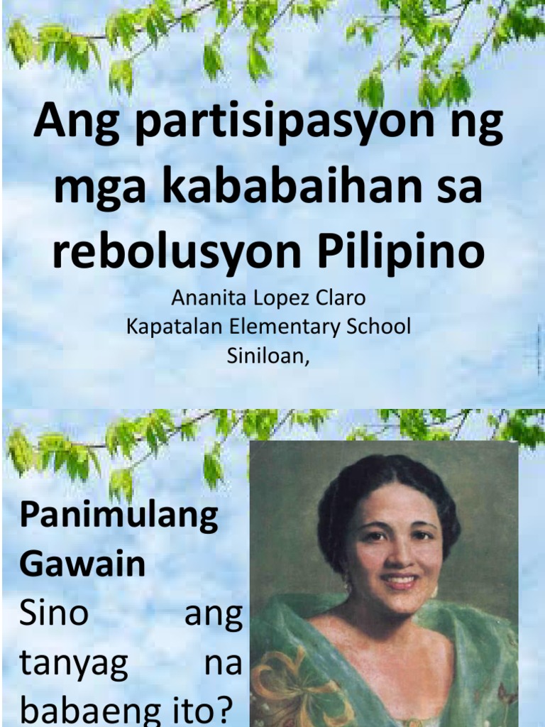 Ap6 - q1 - w5 - Ang Partisipasyon NG Mga Kababaihan Sa Rebolusyon ...