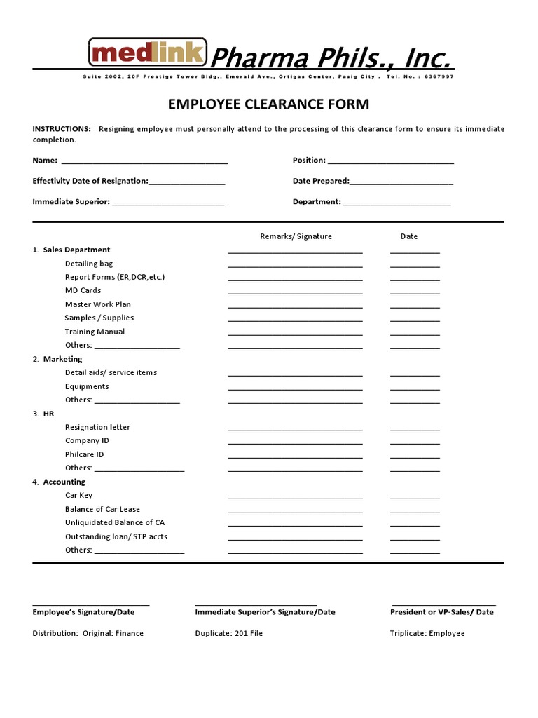 Employee Clearance Form | PDF | Business | Economies
