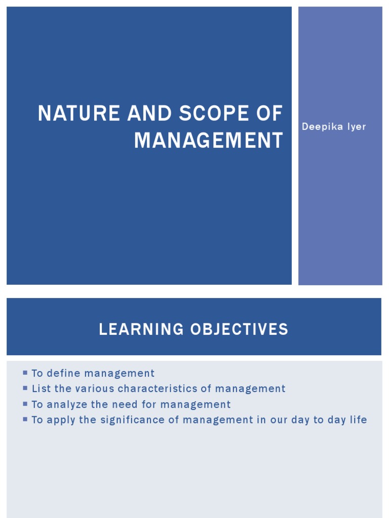 Nature and Scope of Management Explained | PDF