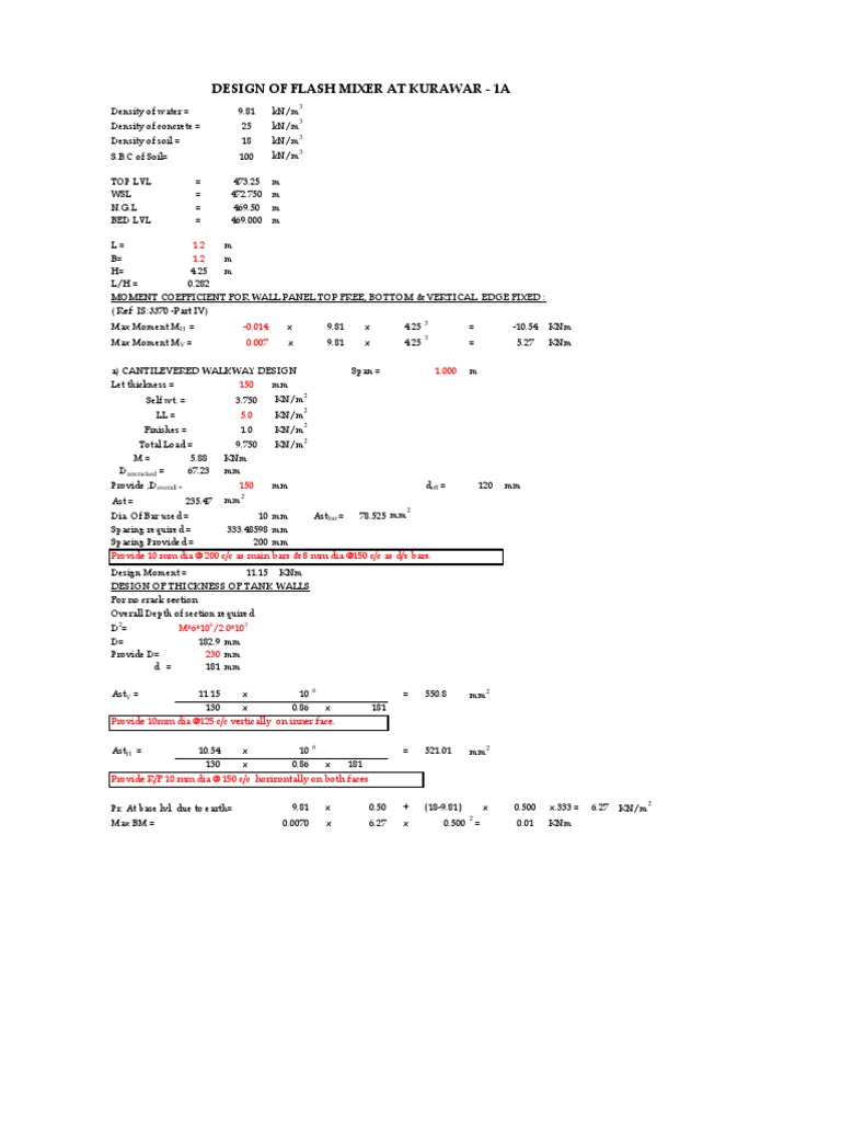 Design of Flash Mixer at Kurawar - 1A | PDF | Mechanics | Classical ...
