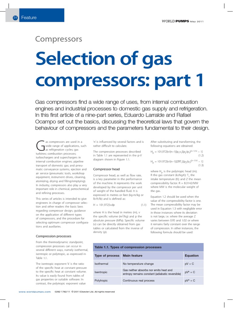 Selection of Gas Compressors | PDF | Gases | Energy Technology