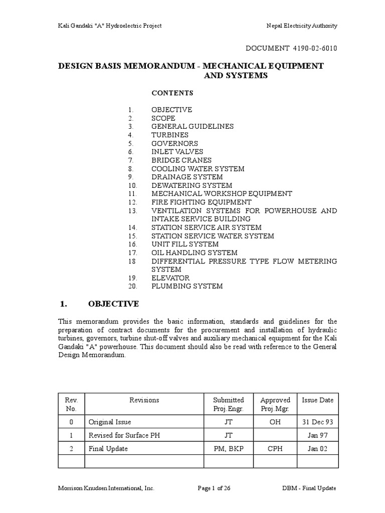 Design Basis Memorandum - Mechanical Equipment and Systems | PDF ...