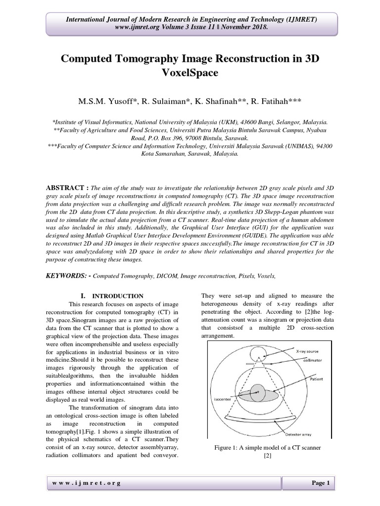 Computed Tomography Image Reconstruction in 3D VoxelSpace | PDF | Voxel | Ct Scan