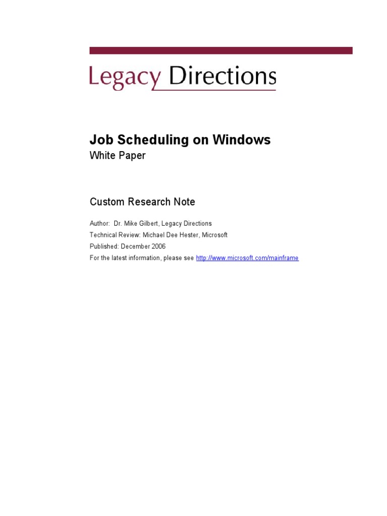 Job Scheduling On Windows: White Paper | PDF