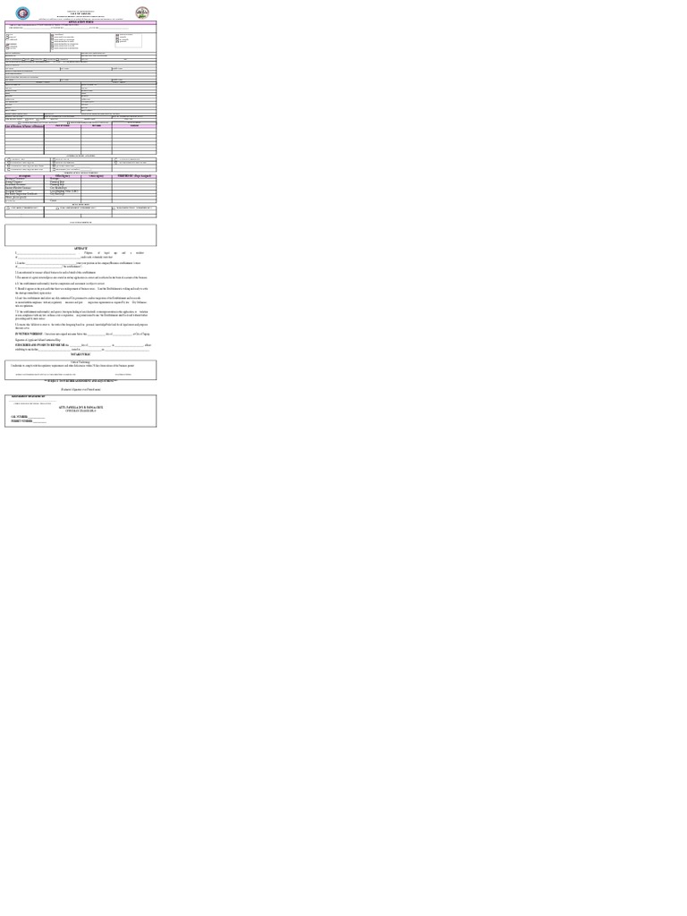 Taguig City Business Permit Application Form 2019 | PDF | Affidavit ...