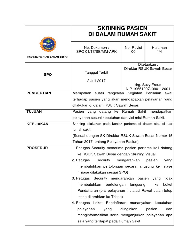 Spo Skrining Pasien Di Dalam Rumah Sakit | PDF