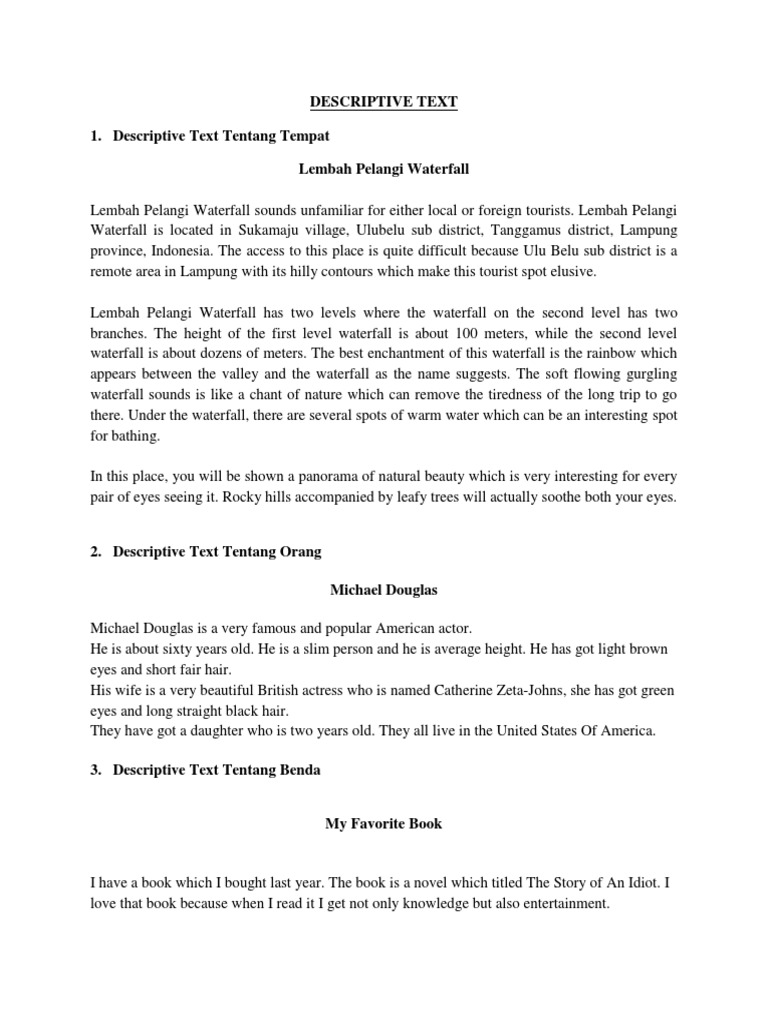 Descriptive Text 1. Descriptive Text Tentang Tempat Lembah Pelangi Waterfall | PDF | Giraffe ...