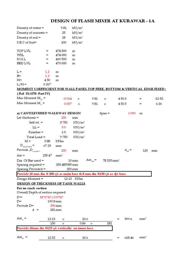 Design of Flash Mixer at Kurawar - 1A | PDF | Bending | Chemical ...