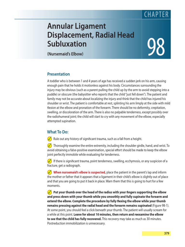 Annular Ligament Displacement, Radial Head Subluxation: (Nursemaid's ...