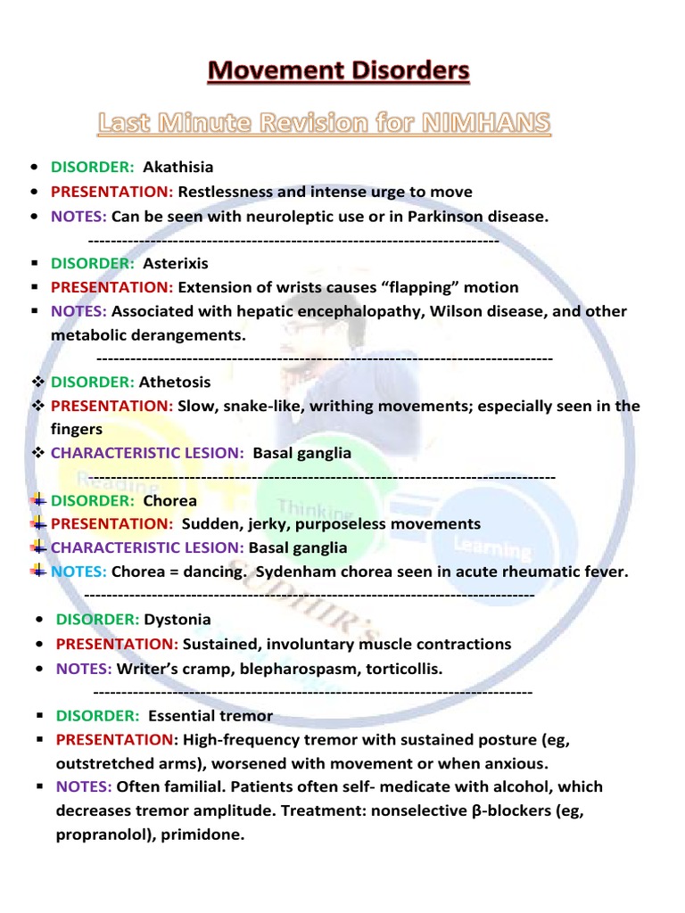 Movement Disorders PDF | Download Free PDF | Neurology | Medical Specialties
