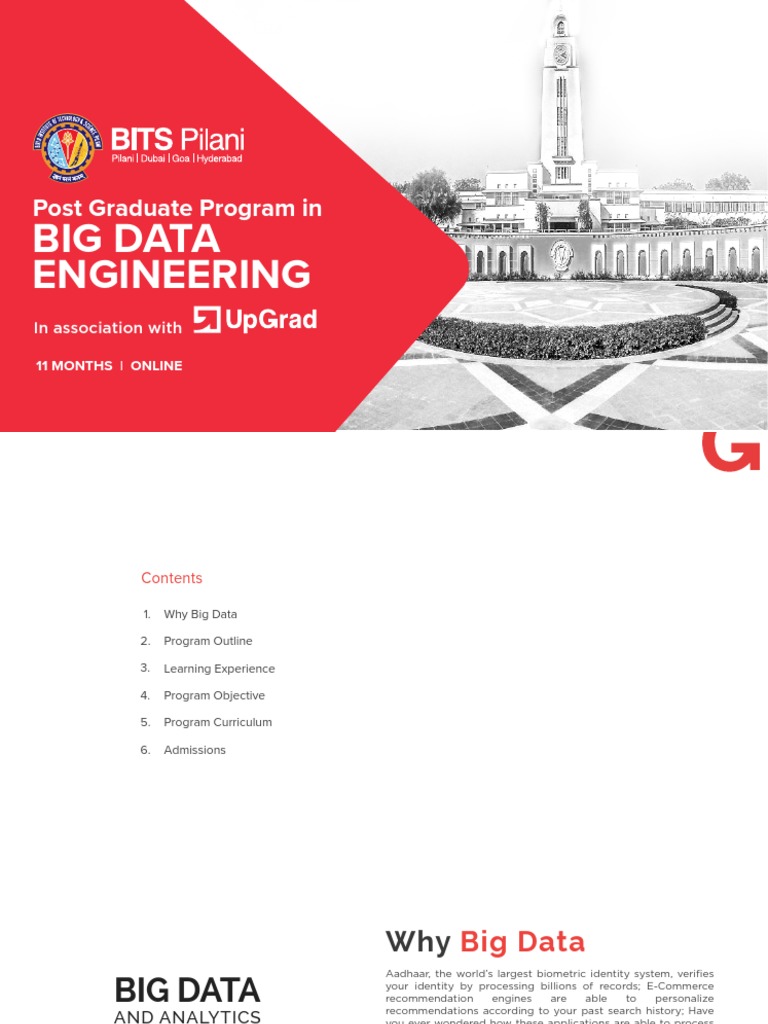 Brochure - UpGrad & BITS Pilani - PG Program in Big Data Engineering | PDF | Apache Spark | Big Data