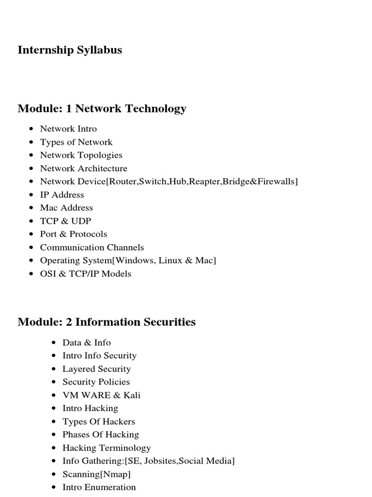 Internship Syllabus | PDF