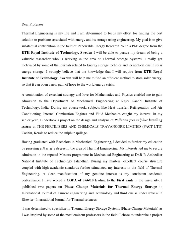 Motivation Letter Energy Storage | PDF | Engineering | Energy Storage